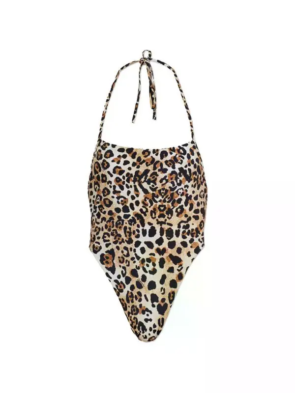 Dsquared2 Halterneck Animal-print Swimsuit - Neutrals