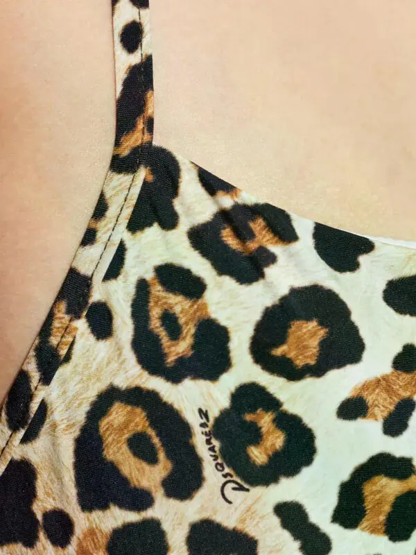 Dsquared2 Wild2 One-piece Halterneck Swimsuit With Animal Print