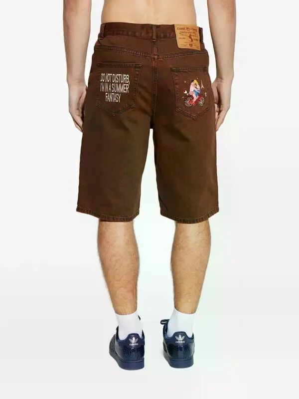 CARNE BOLLENTE Lettering-embroidery Shorts