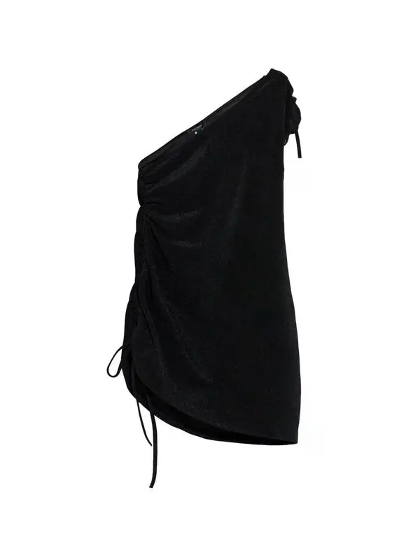 Balmain One-shoulder Mini Dress With Drawstring Detail - Black