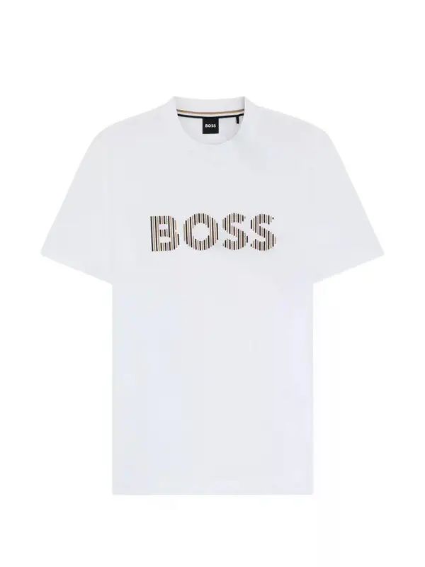 BOSS Striped-logo T-shirt - White