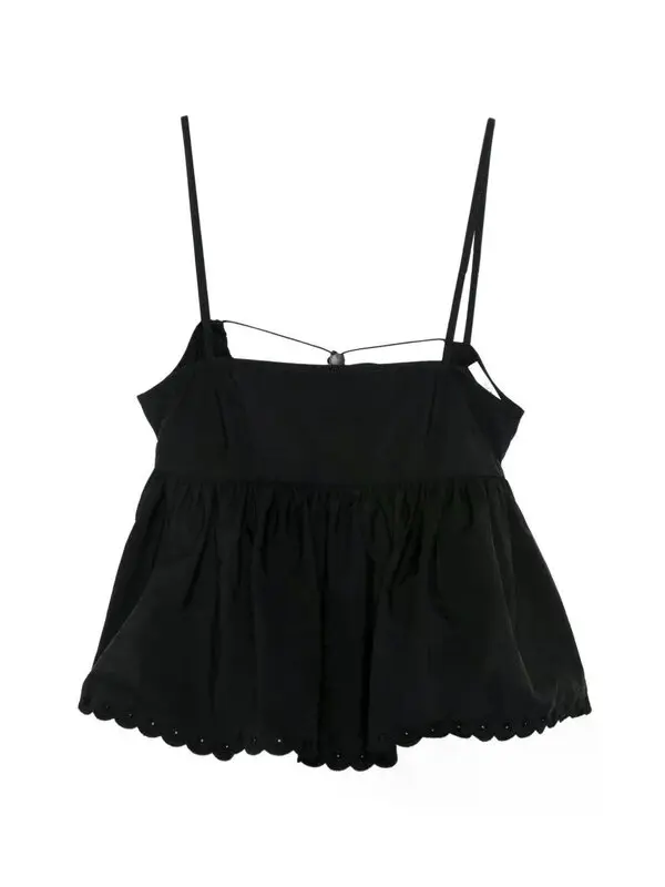 Cecilie Bahnsen Selena Embroidered Taffeta Top - Black