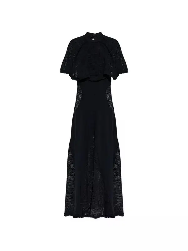 LANVIN Openwork Cape Dress - Black