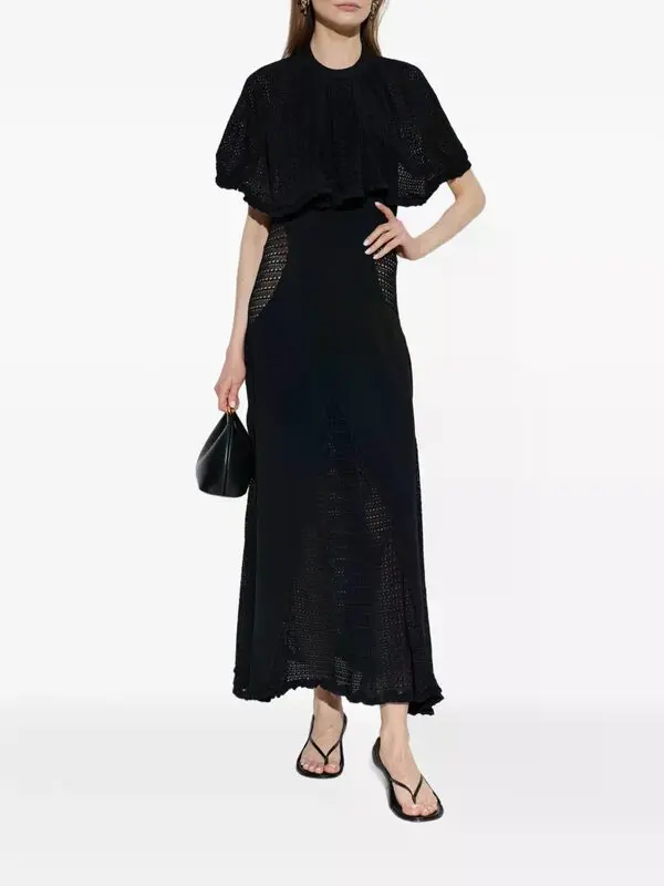 LANVIN Openwork Cape Dress