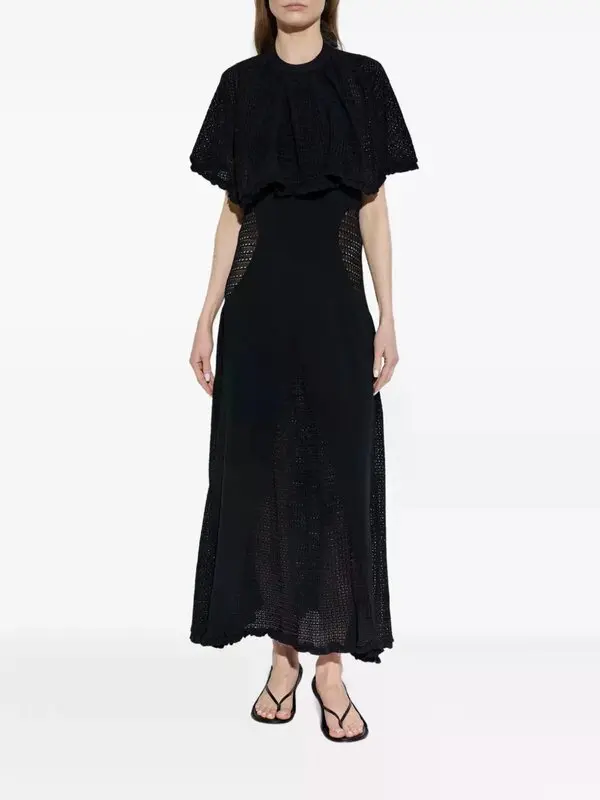 LANVIN Openwork Cape Dress