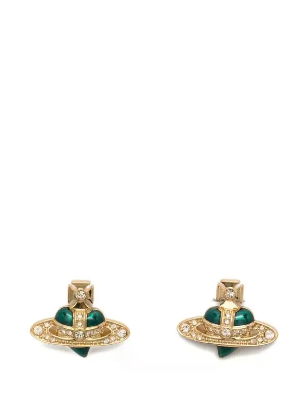 VIVIENNE WESTWOOD Diamante Heart Stud Earrings - Gold