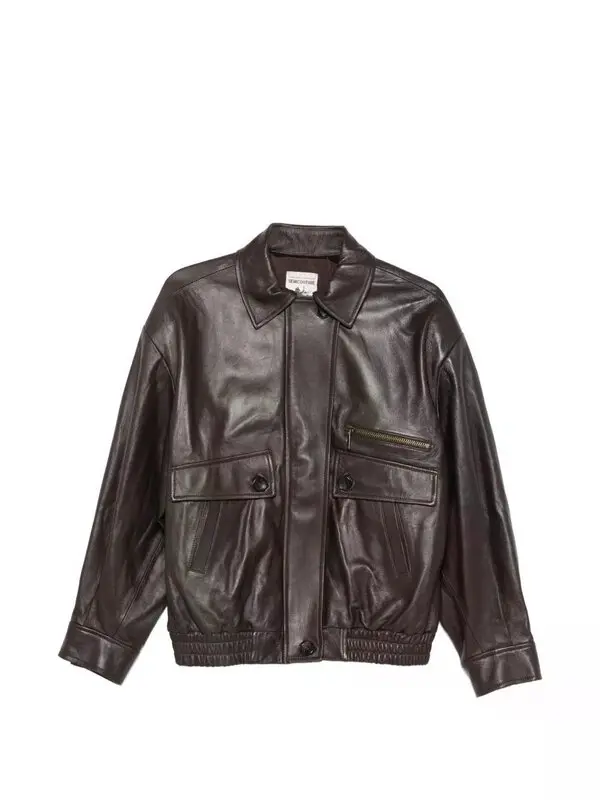 SEMICOUTURE Leather Zip-up Jacket