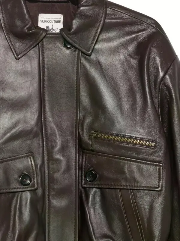 SEMICOUTURE Leather Zip-up Jacket