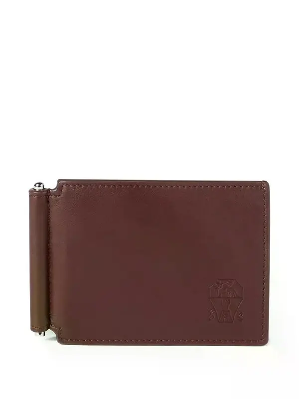 Brunello Cucinelli Smooth Calfskin Money Clip Wallet - Brown