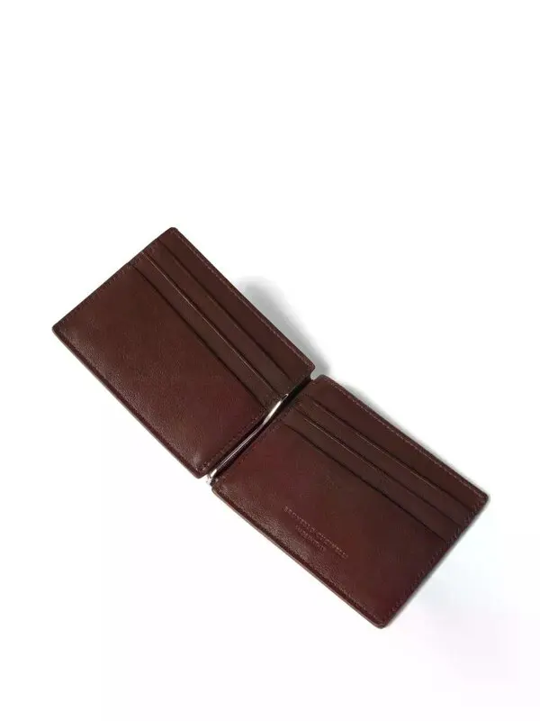 Brunello Cucinelli Smooth Calfskin Money Clip Wallet - Brown