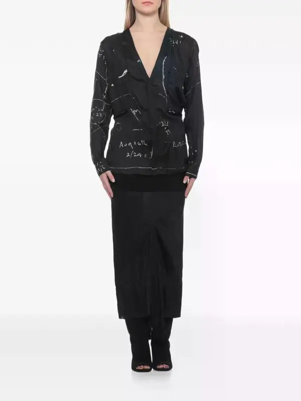 Rick Owens Printed V-neck Shirt