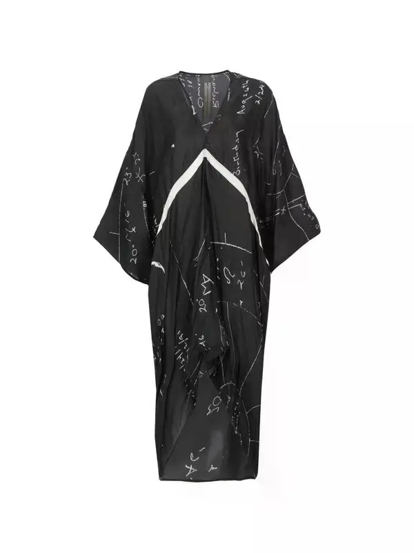 Rick Owens V-neck Graphic Print Asymmetric Dress - Black