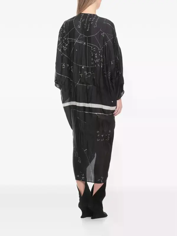 Rick Owens V-neck Graphic Print Asymmetric Dress - Black