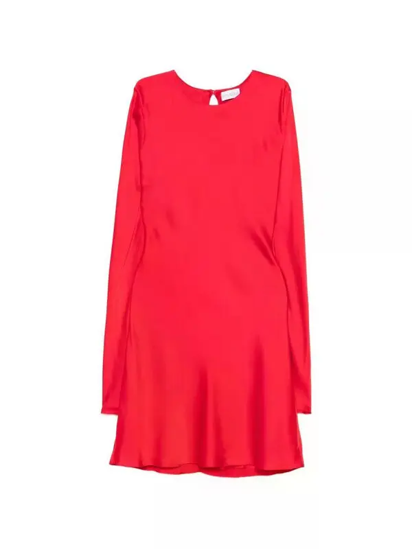 SILKYLICIOUS Long-sleeve Short Dress - Red