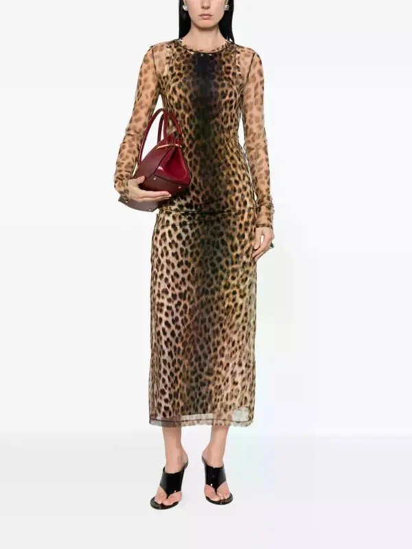 Sportmax Animal Print A-line Dress - Neutrals