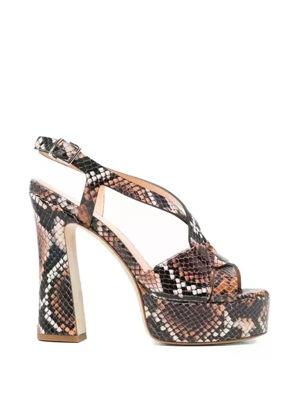 CHANTAL Criss-cross Platform Sandals - Brown