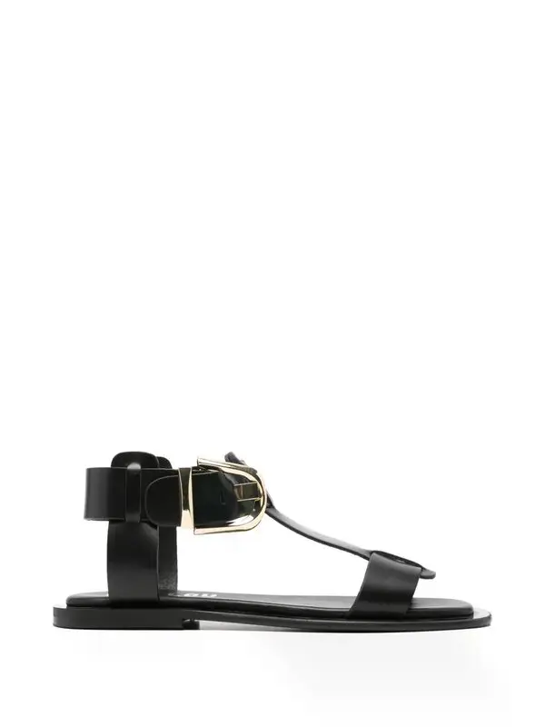 BIBI LOU Buckle Leather Sandals - Black