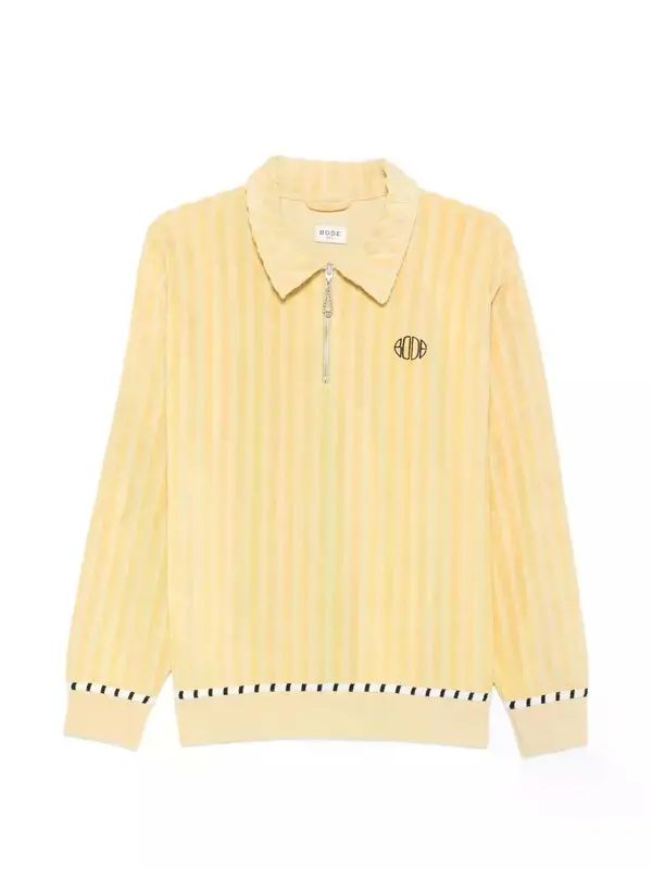 BODE Vertical Stripe Zip Polo Shirt