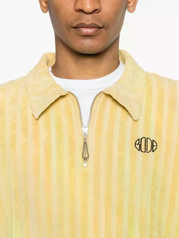 BODE Vertical Stripe Zip Polo Shirt
