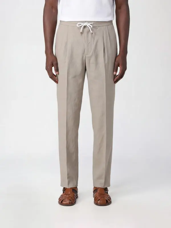 Brunello Cucinelli Linen And Cotton Trousers - Kaki