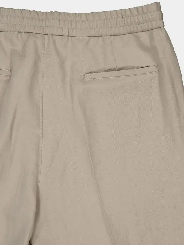 Brunello Cucinelli Linen And Cotton Trousers - Kaki