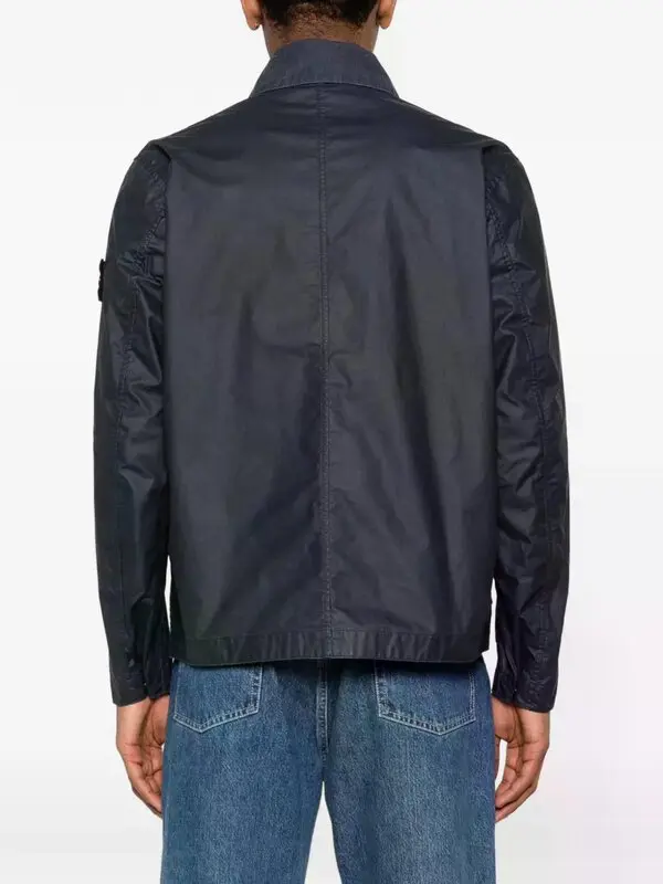 Stone Island Waxed Shirt Jacket - Blue