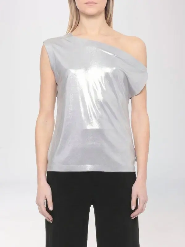 Norma Kamali Asymmetrical Metallic Top - Silver