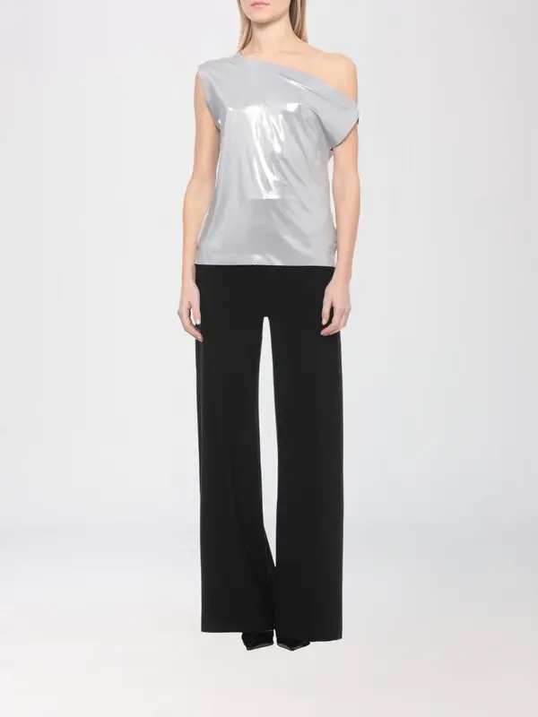 Norma Kamali Asymmetrical Metallic Top - Silver