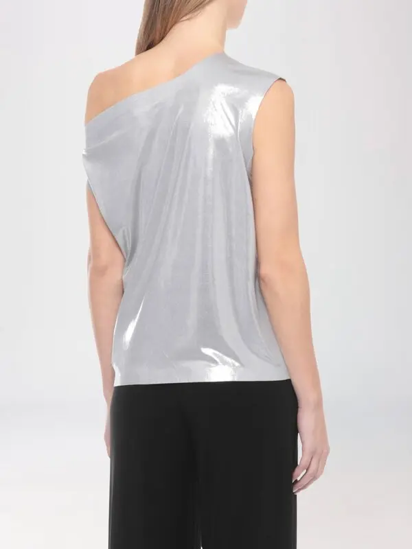 Norma Kamali Asymmetrical Metallic Top - Silver