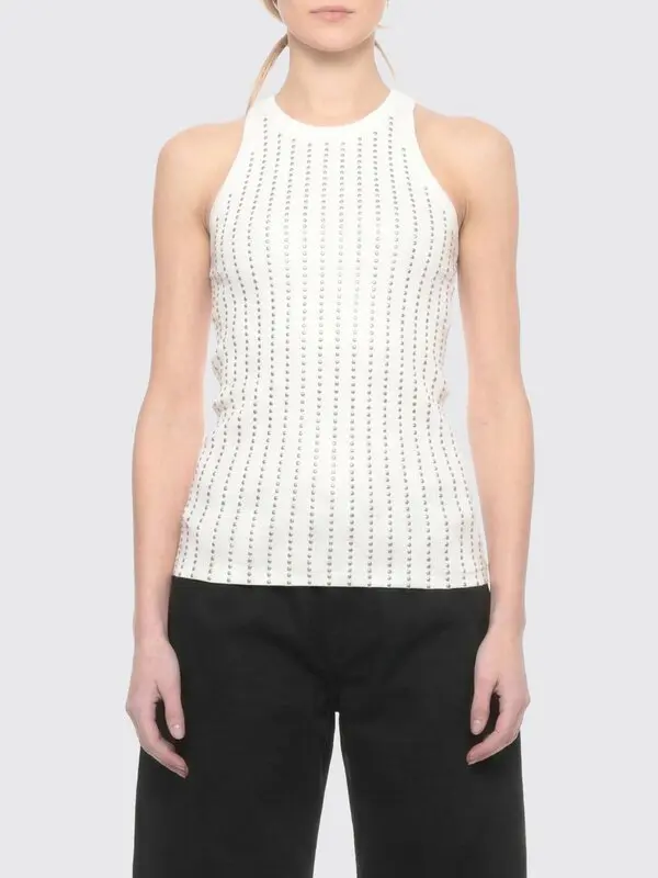 Attico Embellished Stretch Cotton Tank Top