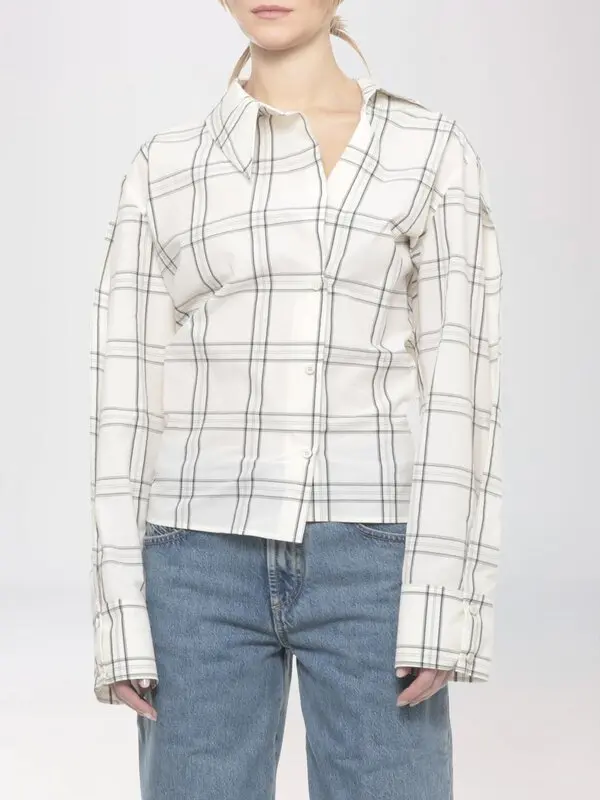 Attico Cotton Check Shirt - Ivory