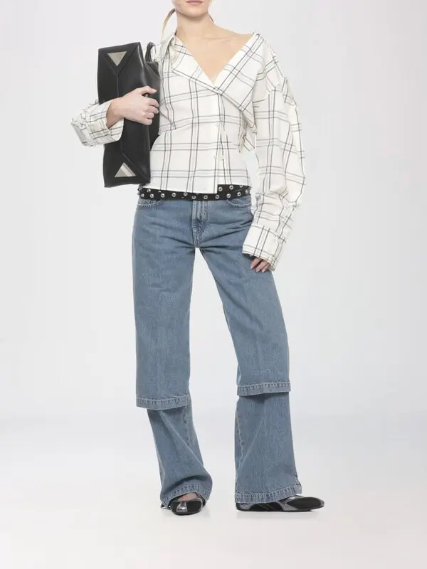 Attico Cotton Check Shirt - Ivory