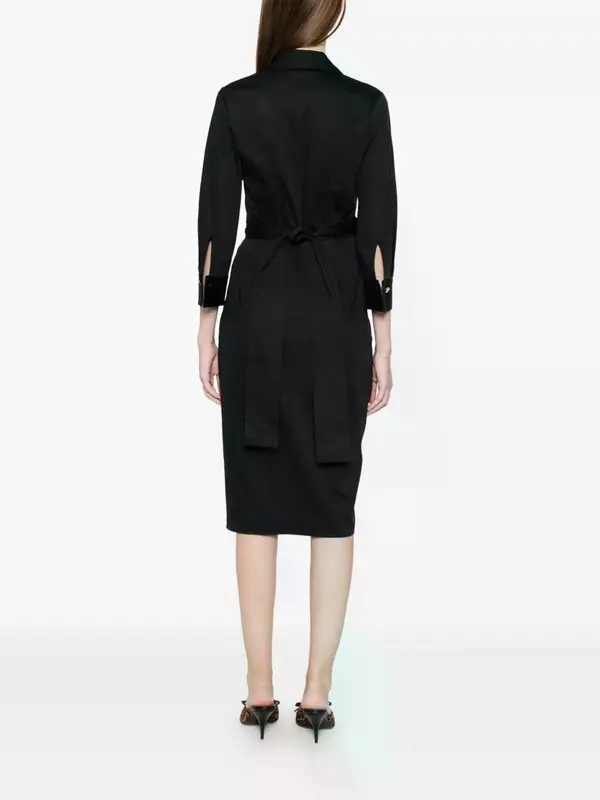 Elisabetta Franchi Stretch Cotton Wrap Dress With Shirt Collar - Black