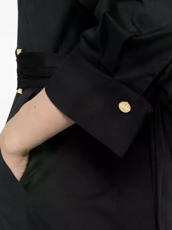 Elisabetta Franchi Stretch Cotton Wrap Dress With Shirt Collar - Black