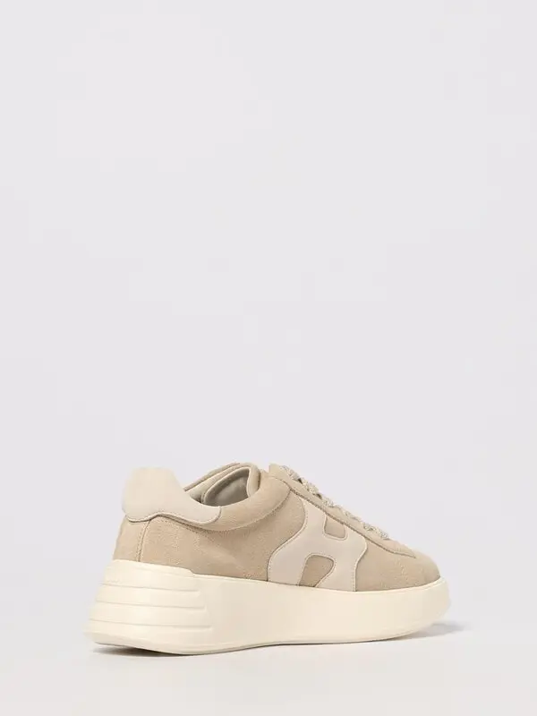 Hogan Suede Sneakers With Contrast H Detail - Beige