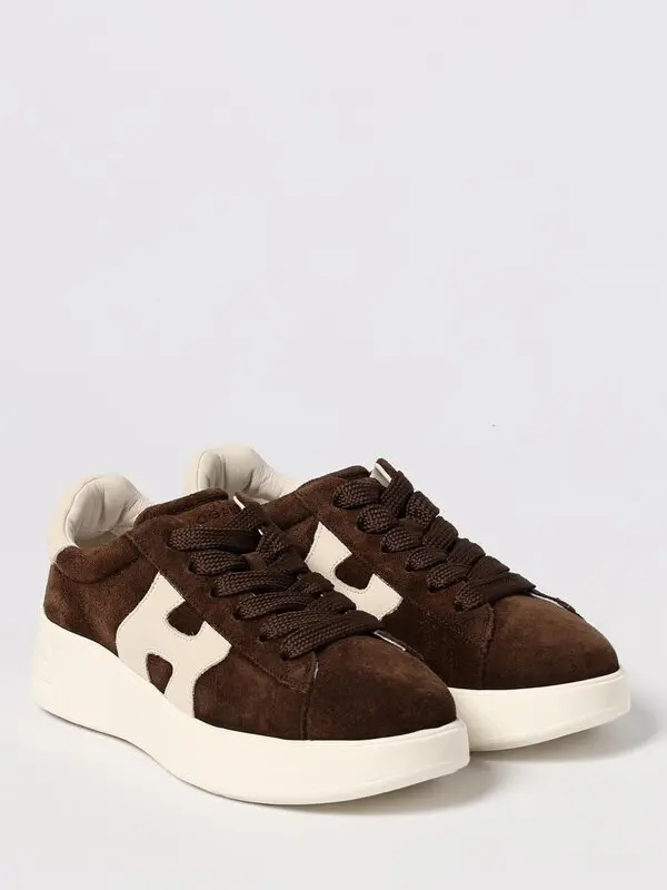 Hogan Suede Sneakers With Contrast H Detail - Brown