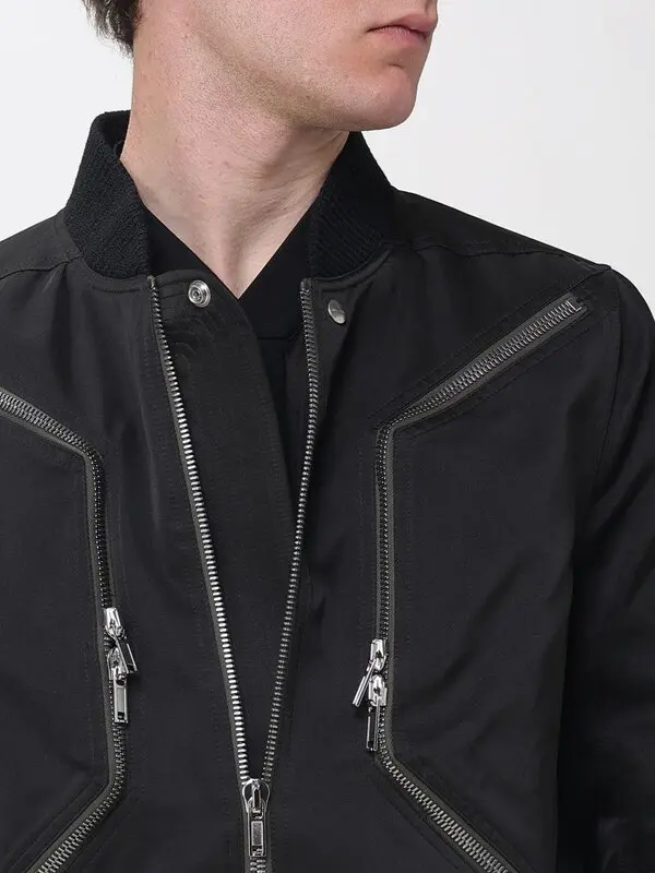 Rick Owens Heizer Bomber Jacket In Technical Fabric - Black