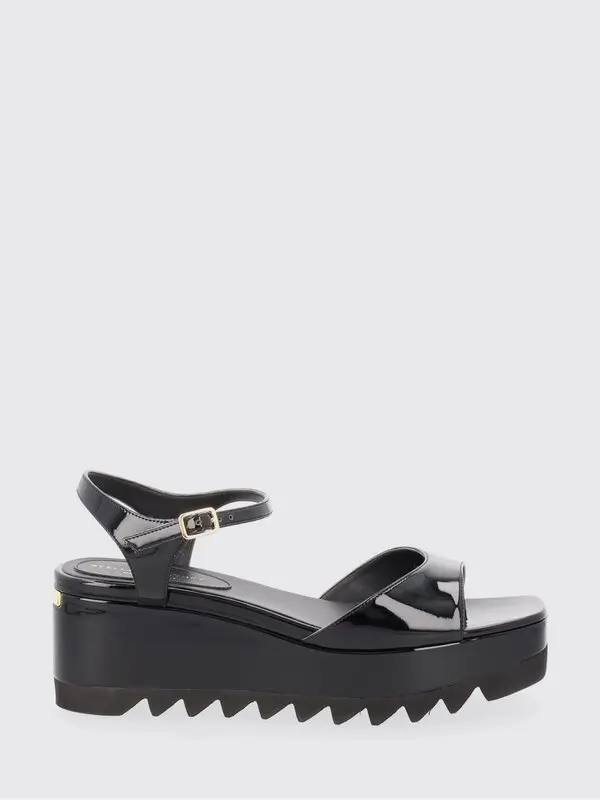 Stella McCartney Synthetic Leather Wedge Sandals - Black