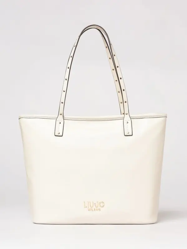 Liu Jo Grained Faux Leather Shoulder Bag With Studs - Cream