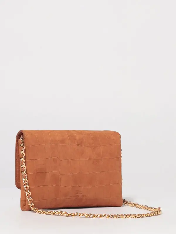 Elisabetta Franchi Suede Crocodile Print Bag