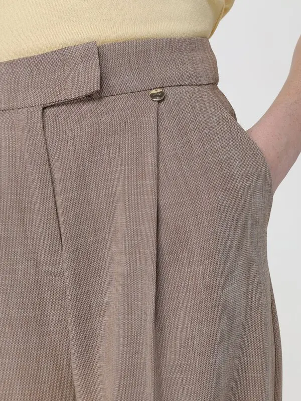 Liu Jo Tailored Pleated Wide Leg Trousers - Biscuit
