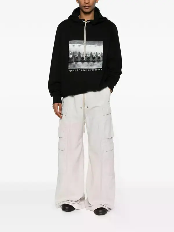 Rick Owens Graphic Oversized Hoodie - Black