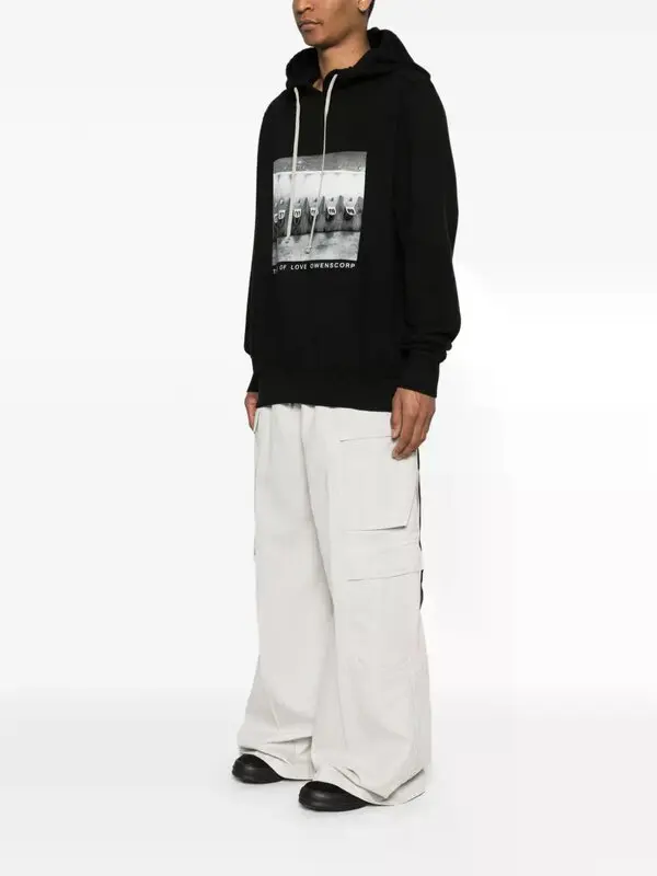 Rick Owens Graphic Oversized Hoodie - Black