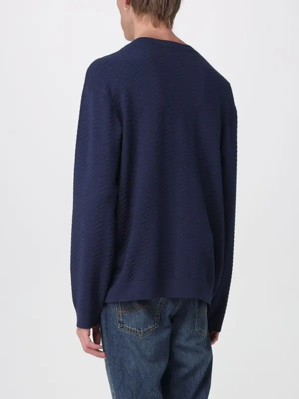Armani Exchange Chevron Knit Crewneck Pullover - Blue