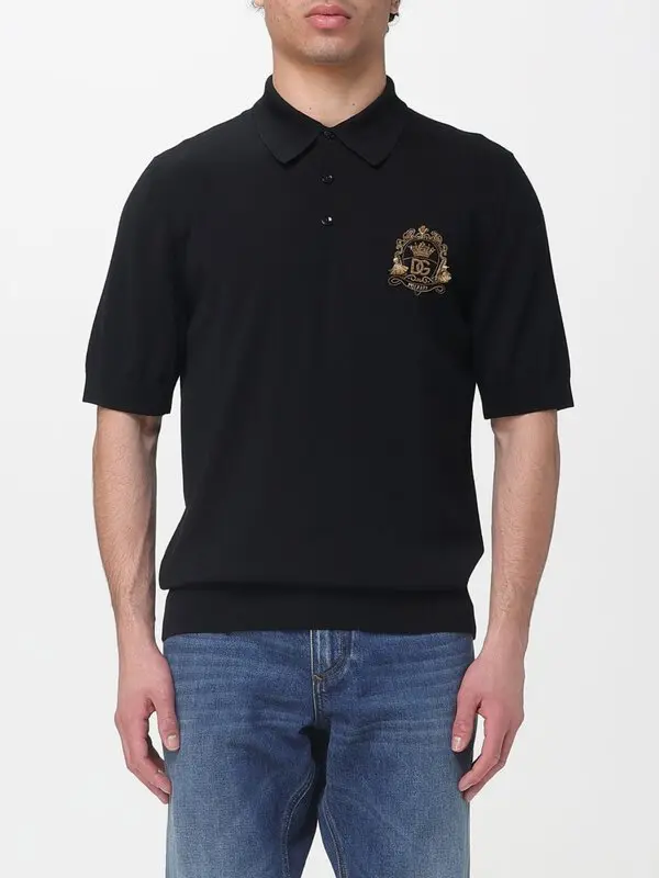 Dolce & Gabbana Virgin Wool Polo Shirt With Logo - Black