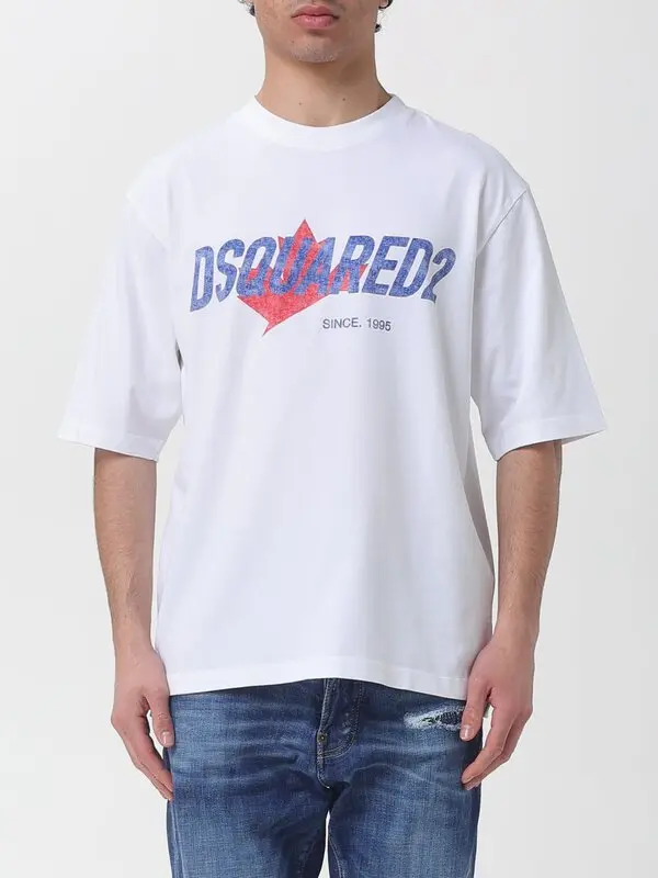 Dsquared2 Cotton T-shirt With Printed Logo And Dropped Shoulders - White