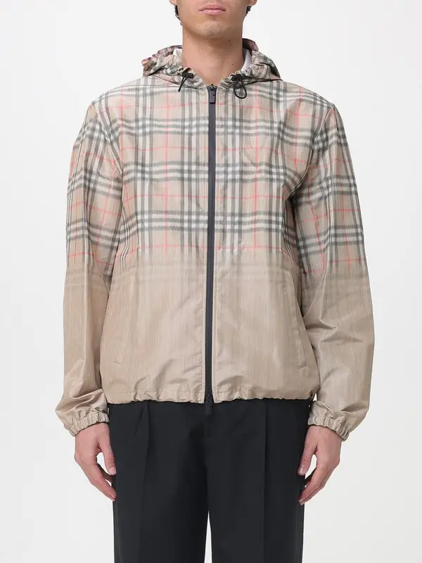 Burberry Checked Windbreaker Jacket - Beige