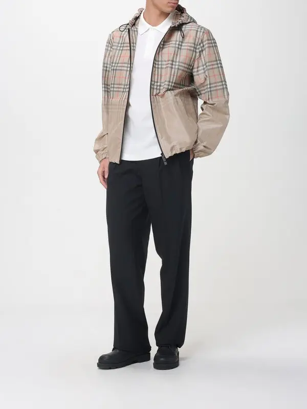 Burberry Checked Windbreaker Jacket - Beige