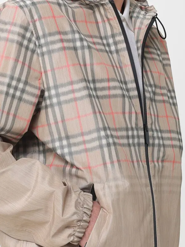 Burberry Checked Windbreaker Jacket - Beige