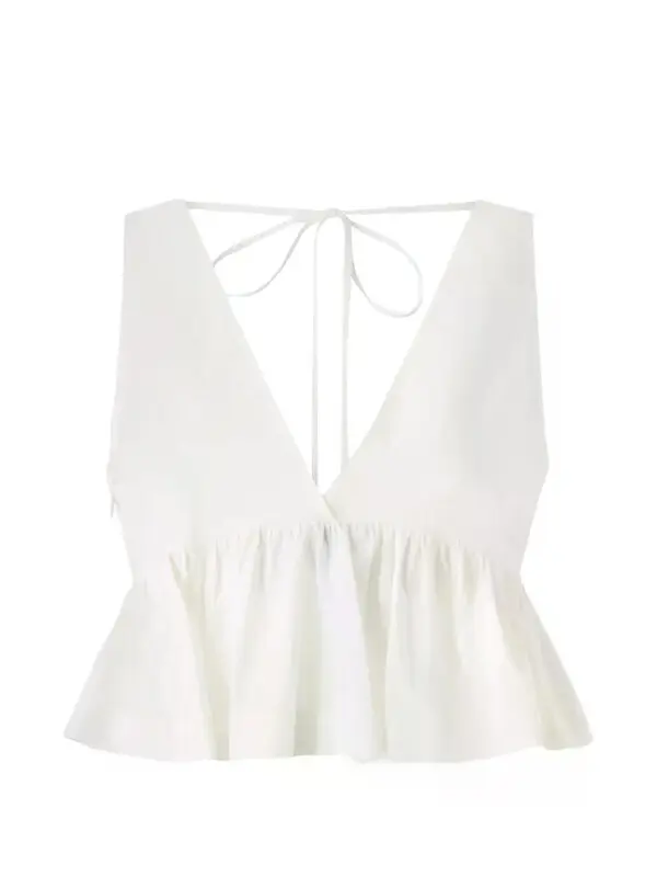 Pinko Crop Top With Ruffle And Ties - White